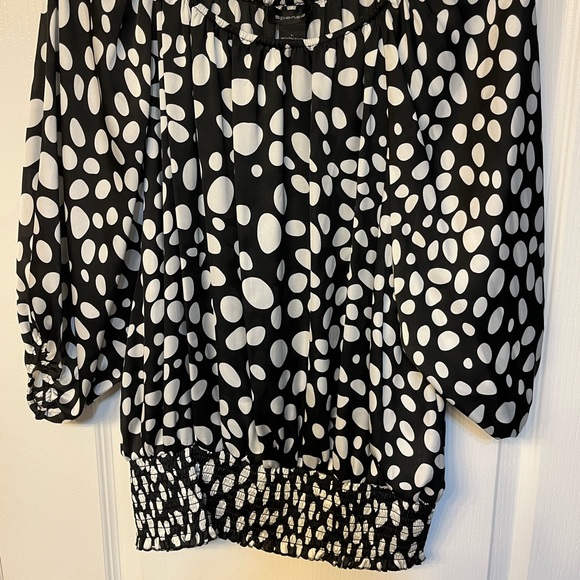 Spense | Tops | Spense Szl Black And White Polka Dot Blouse With ...